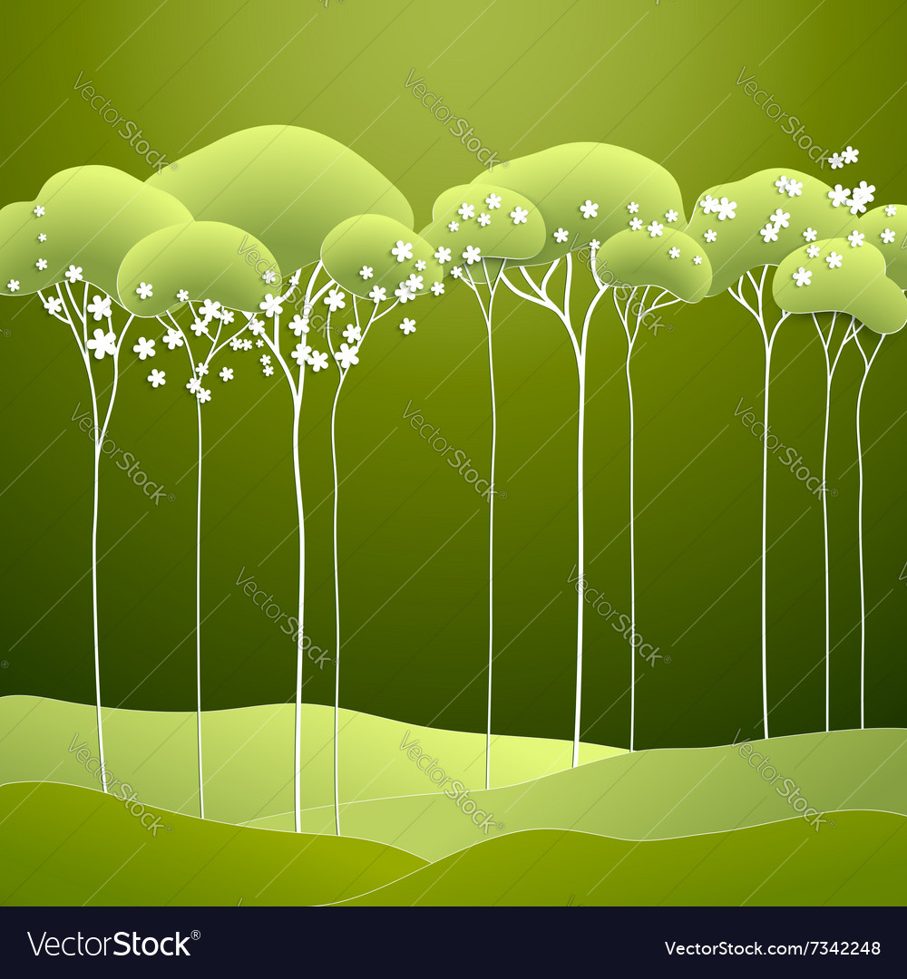 With stylized spring tree Royalty Free Vector Image