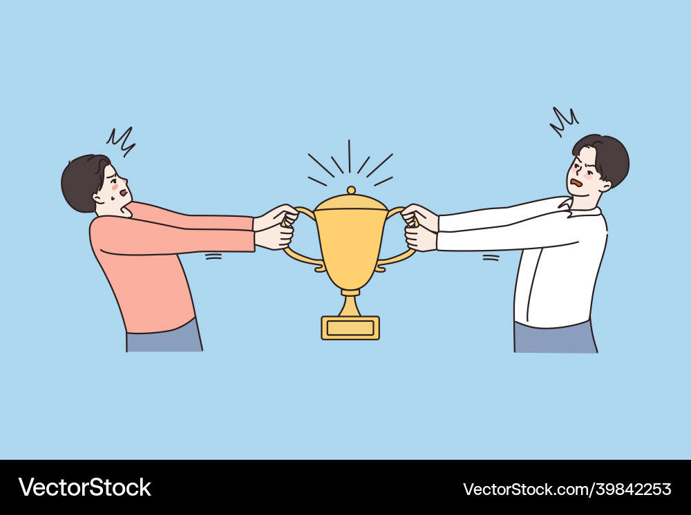Angry men fight for gold cup trophy Royalty Free Vector