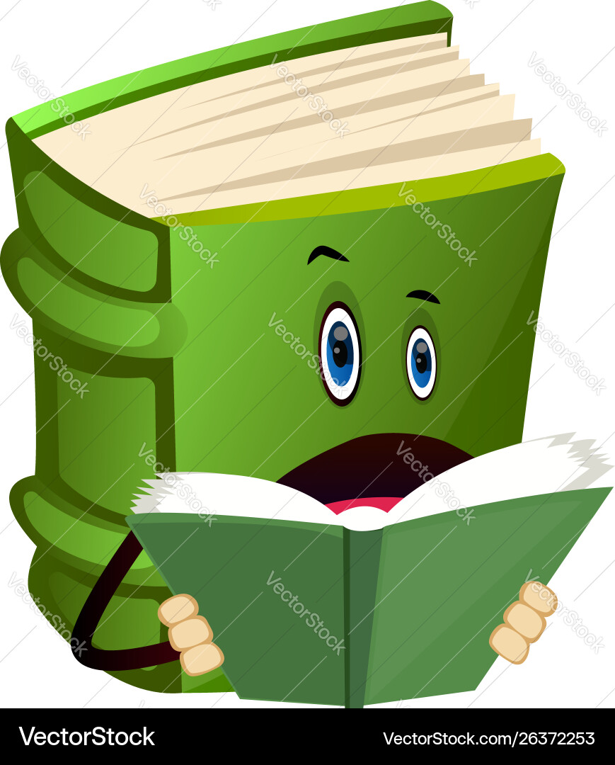 Cartoon book character is reading a book Vector Image