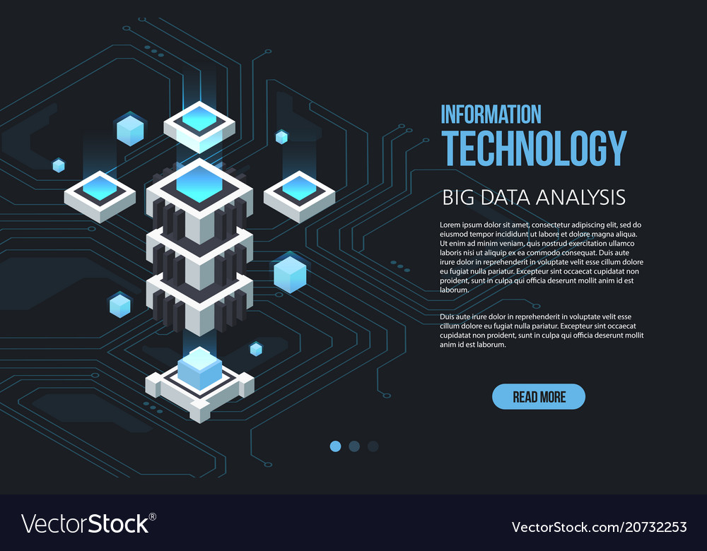 Concept of big data processing isometric Vector Image