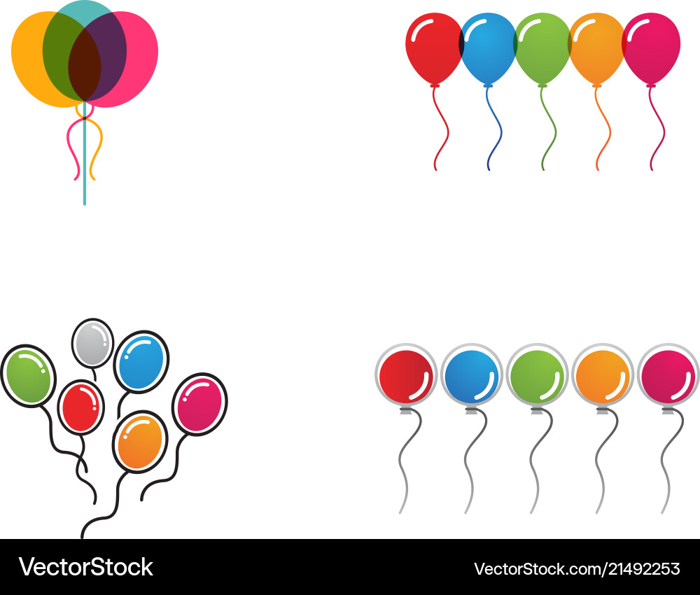 Flying festive balloons shiny with glossy Vector Image