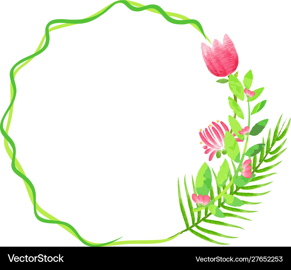 Frame design with flowers and leaves Royalty Free Vector