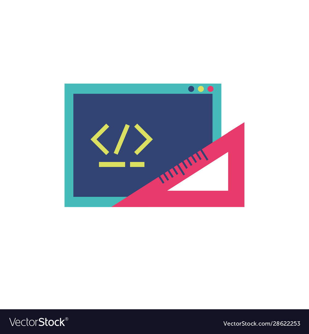 Isolated website code and ruler design Royalty Free Vector