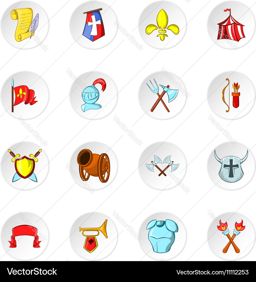 Knight icons cartoon style Royalty Free Vector Image