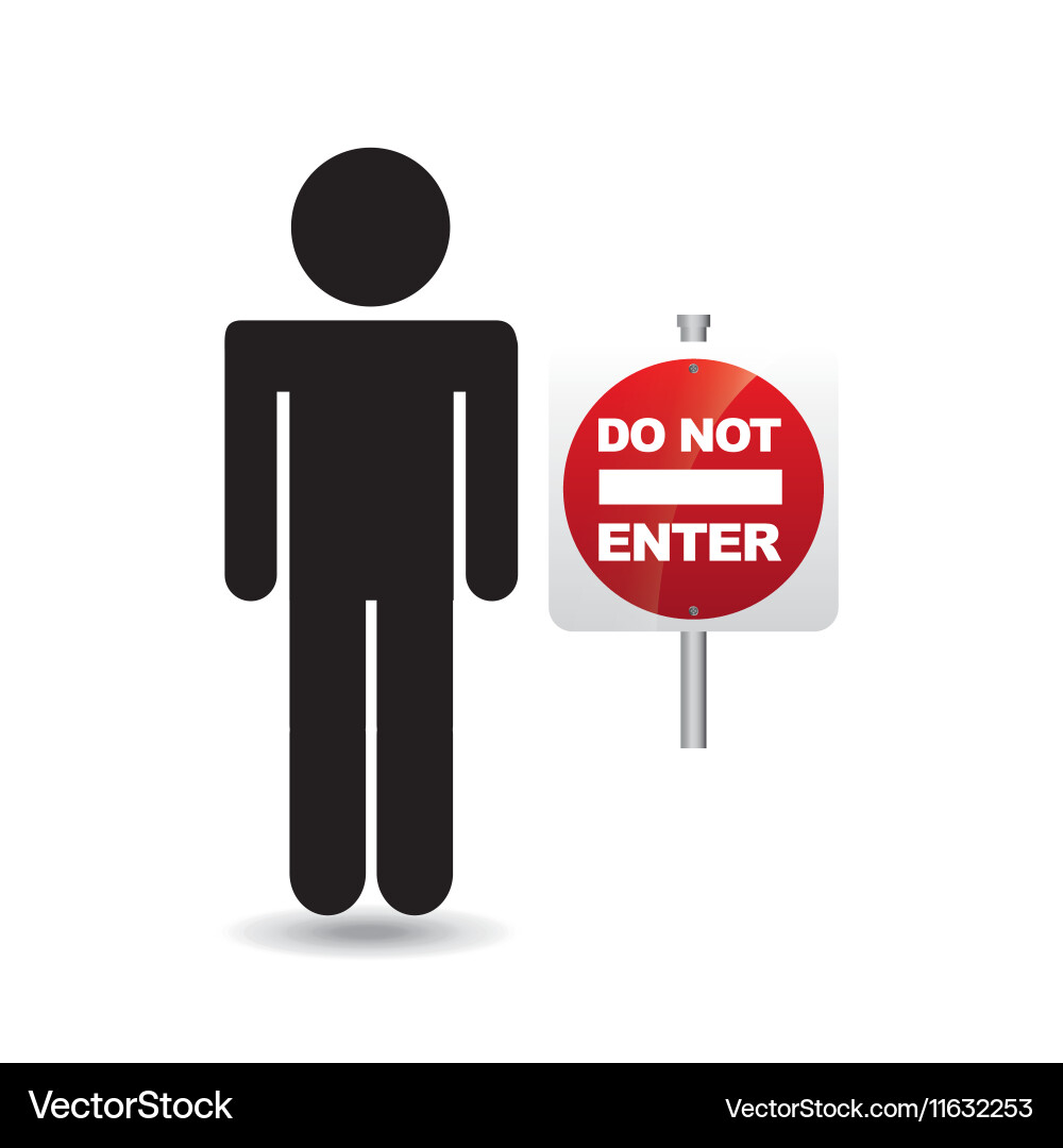 Road sign not enter silhouette man Royalty Free Vector Image