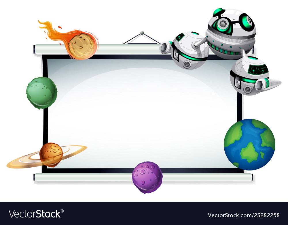An empty projector screen space theme Royalty Free Vector