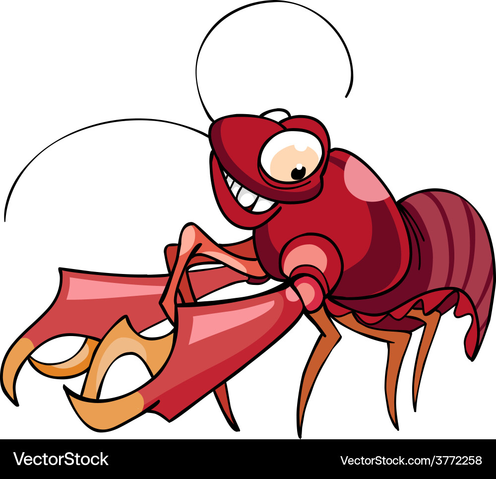 Cartoon red cancer smiling Royalty Free Vector Image
