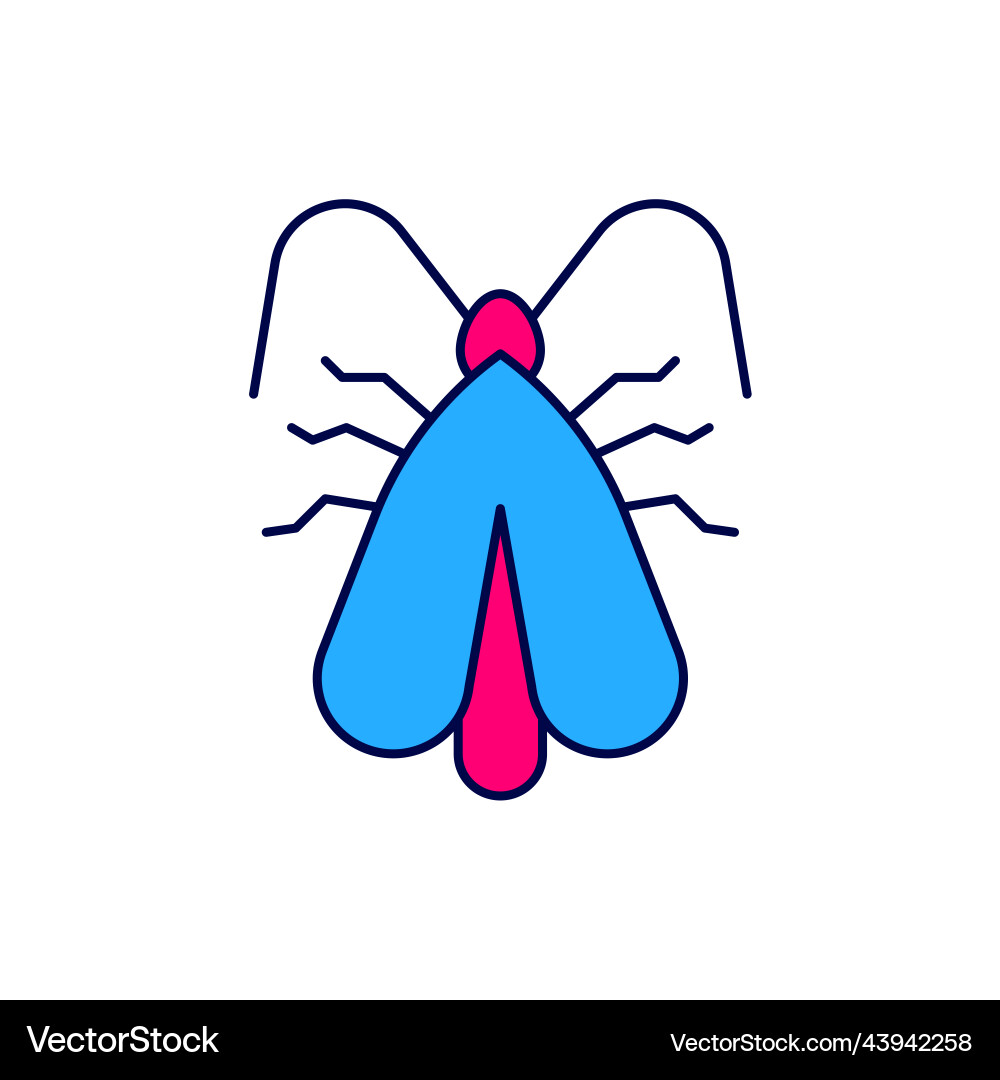 Filled outline clothes moth icon isolated Vector Image