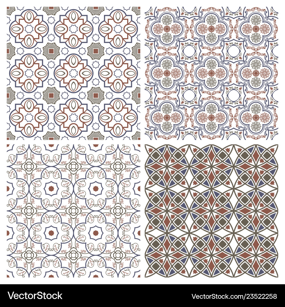 Floral seamless mosaic tile ceramic Royalty Free Vector