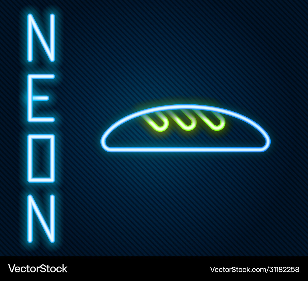 Glowing neon line bread loaf icon isolated Vector Image