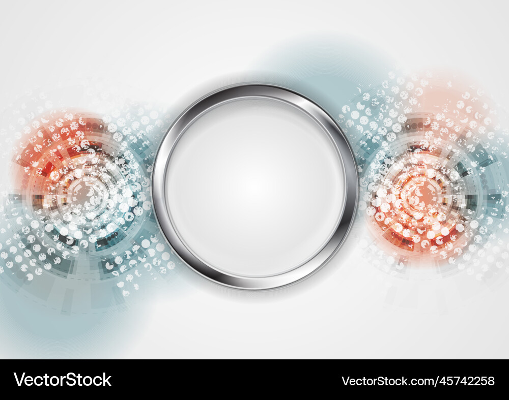 Grunge hi-tech background with metal circle Vector Image