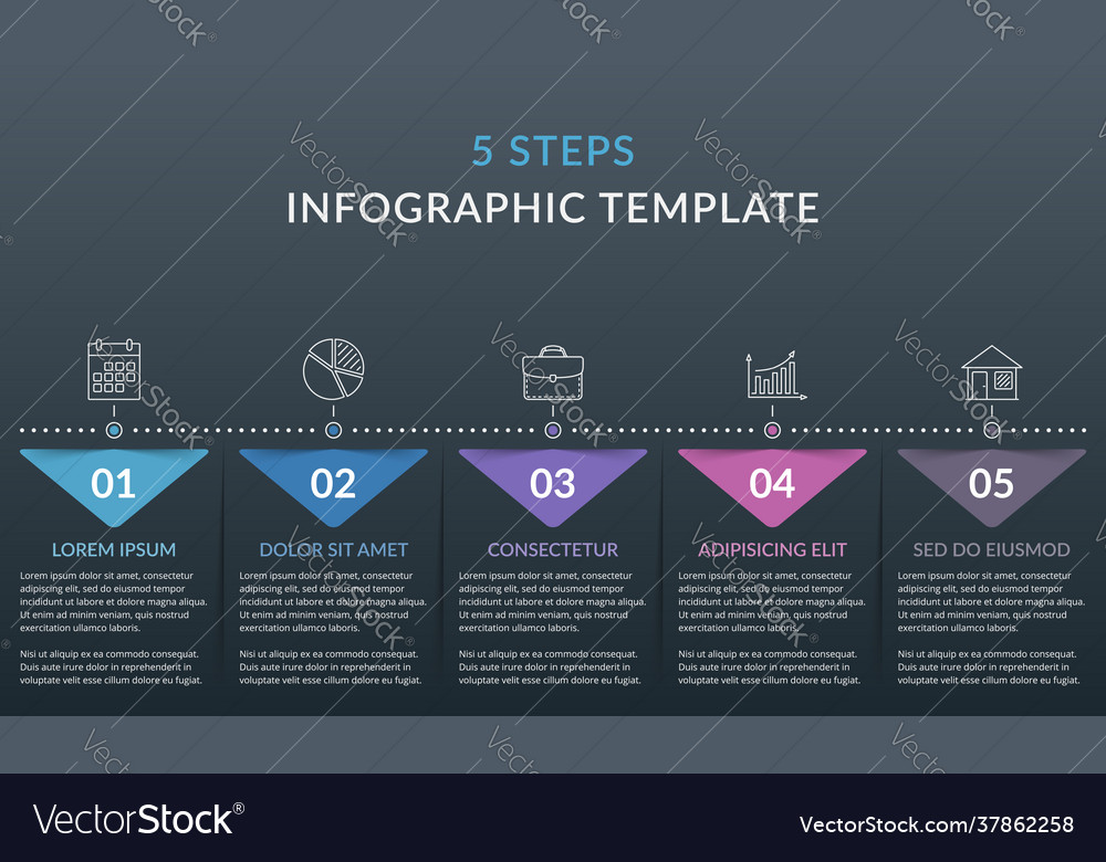 Infographic template with 5 steps Royalty Free Vector Image