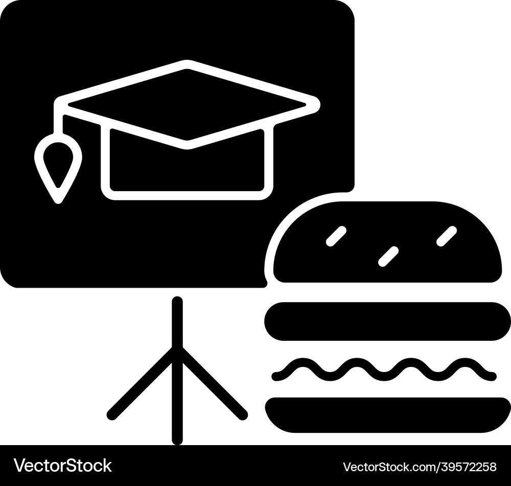 Lunch and learns black glyph icon Royalty Free Vector Image