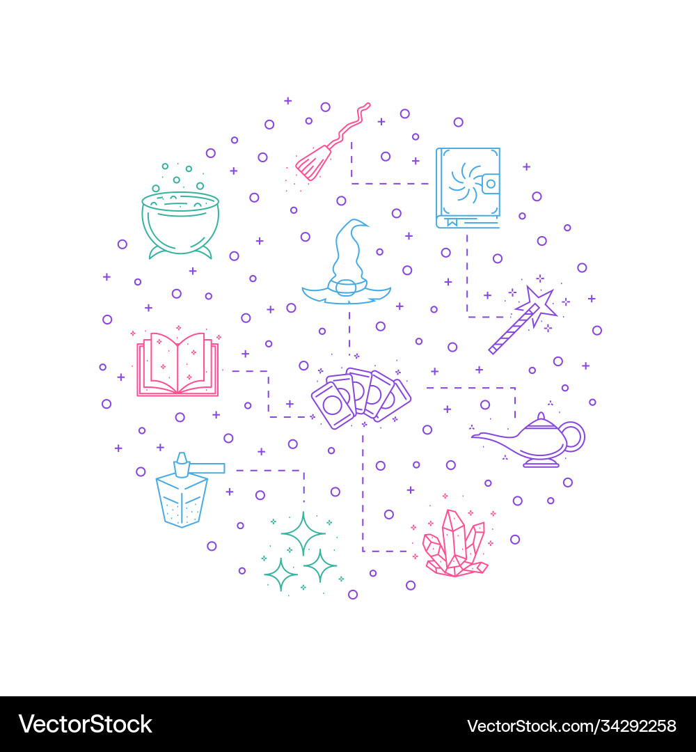 Magic signs thin line concept round design banner Vector Image