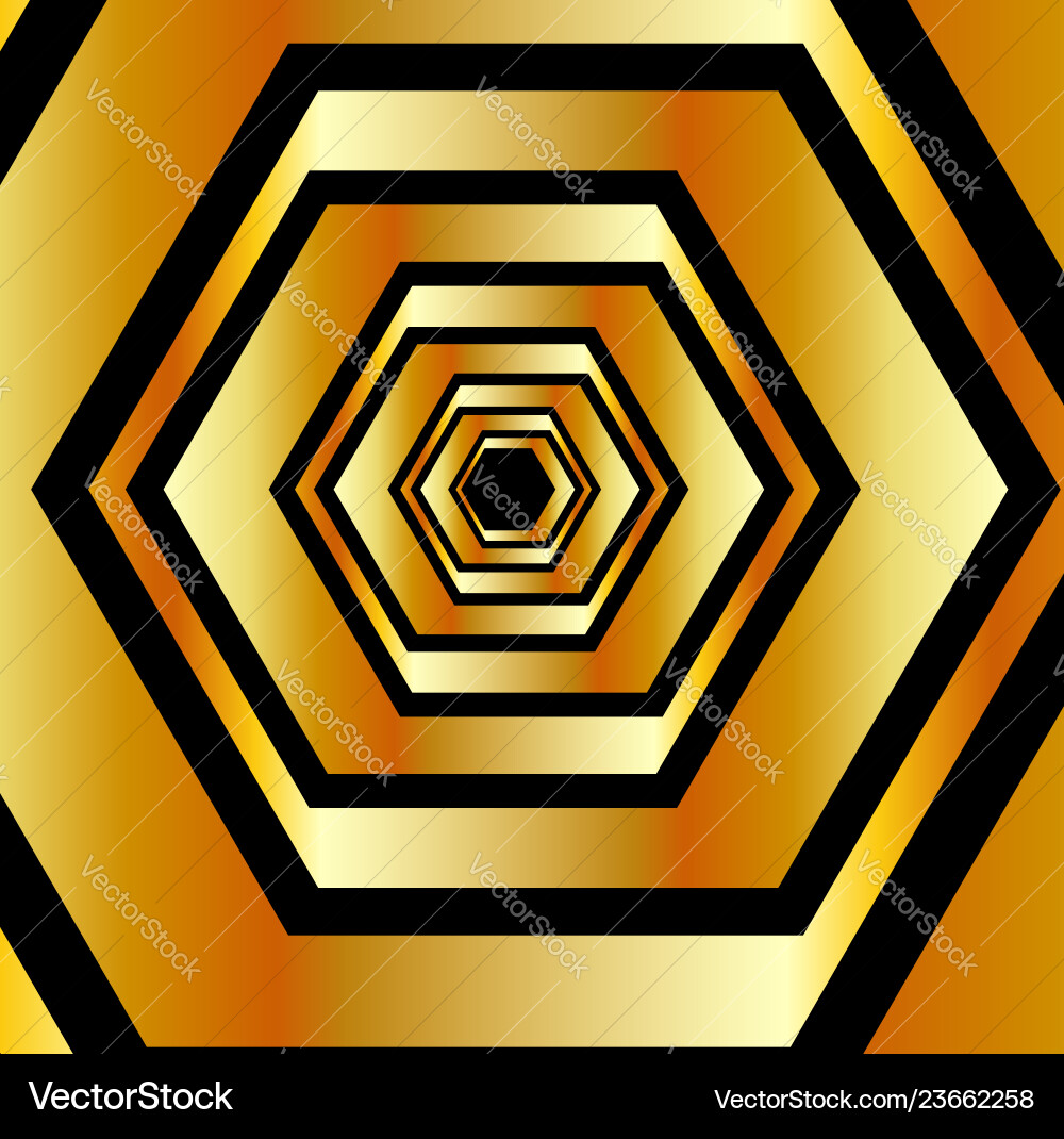 Metallic hexagonal in gold colors forming Vector Image