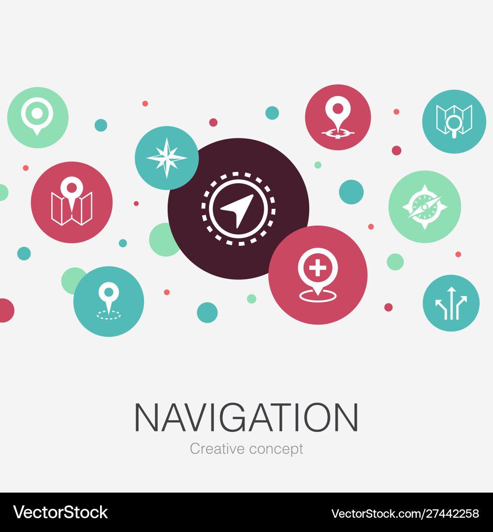 Navigation trendy circle template with simple Vector Image