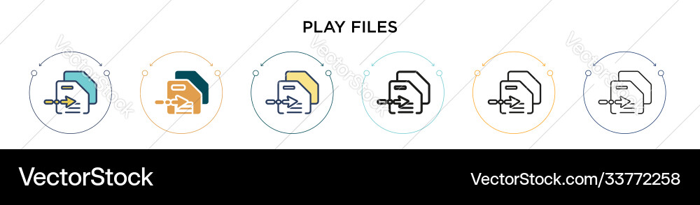 Play files icon in filled thin line outline Vector Image