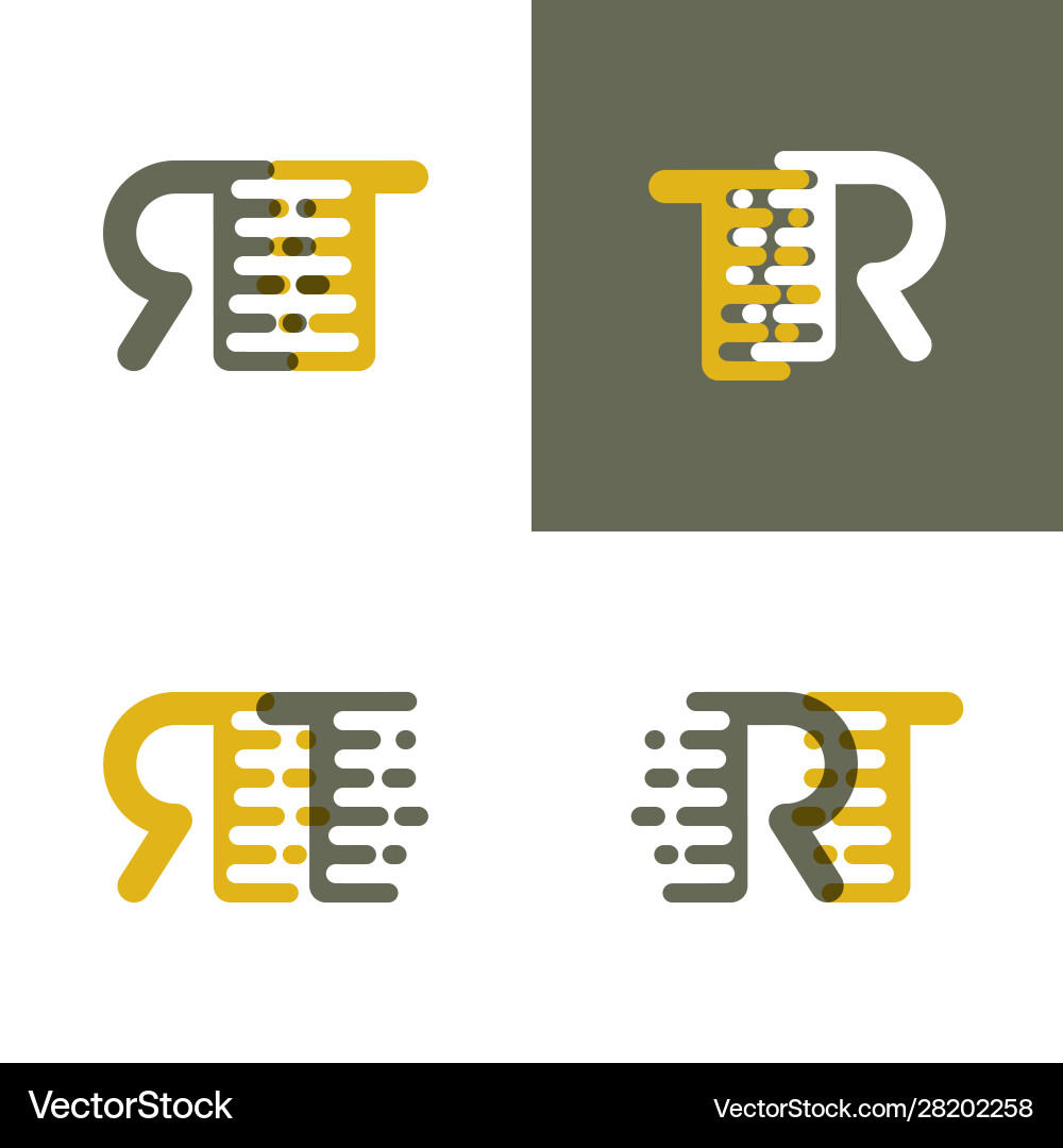 Rt letters logo with accent speed in brown Vector Image