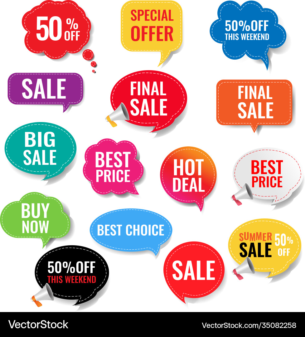 Sale labels with isolated white background Vector Image