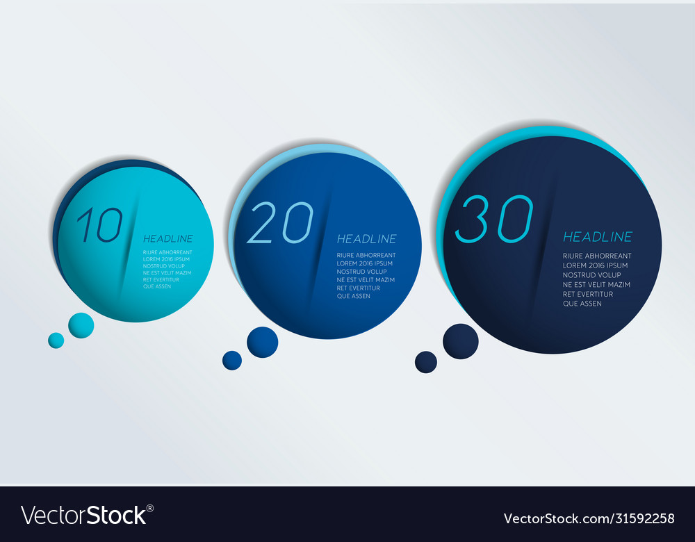 Three steps elements bubble chart scheme diagram Vector Image