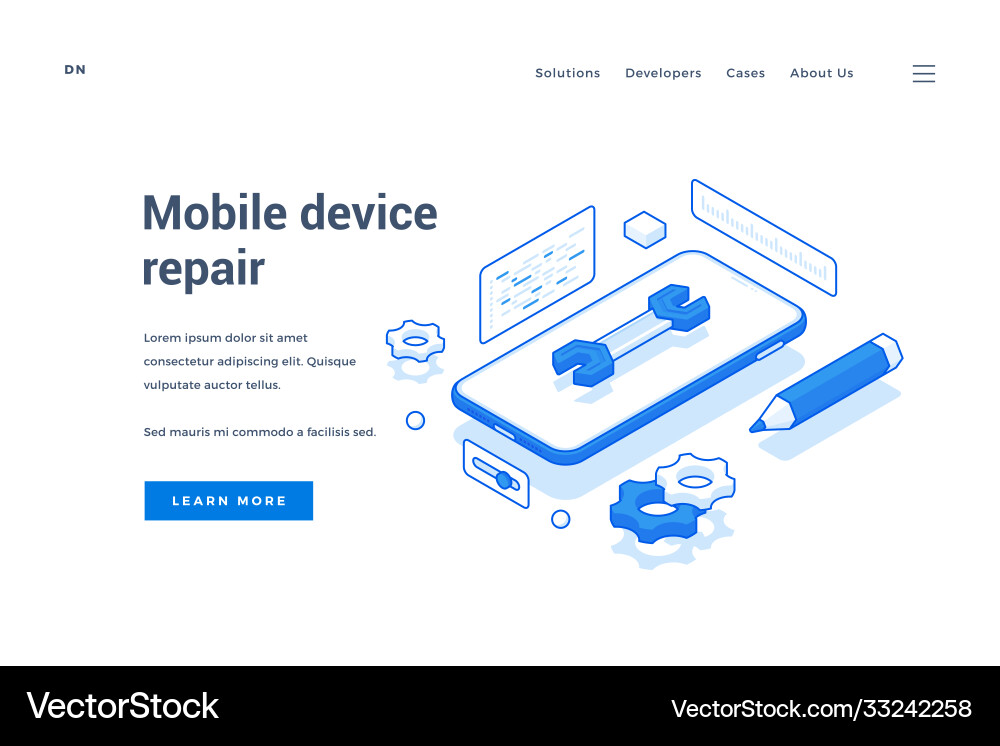 Web banner for mobile device repair service Vector Image