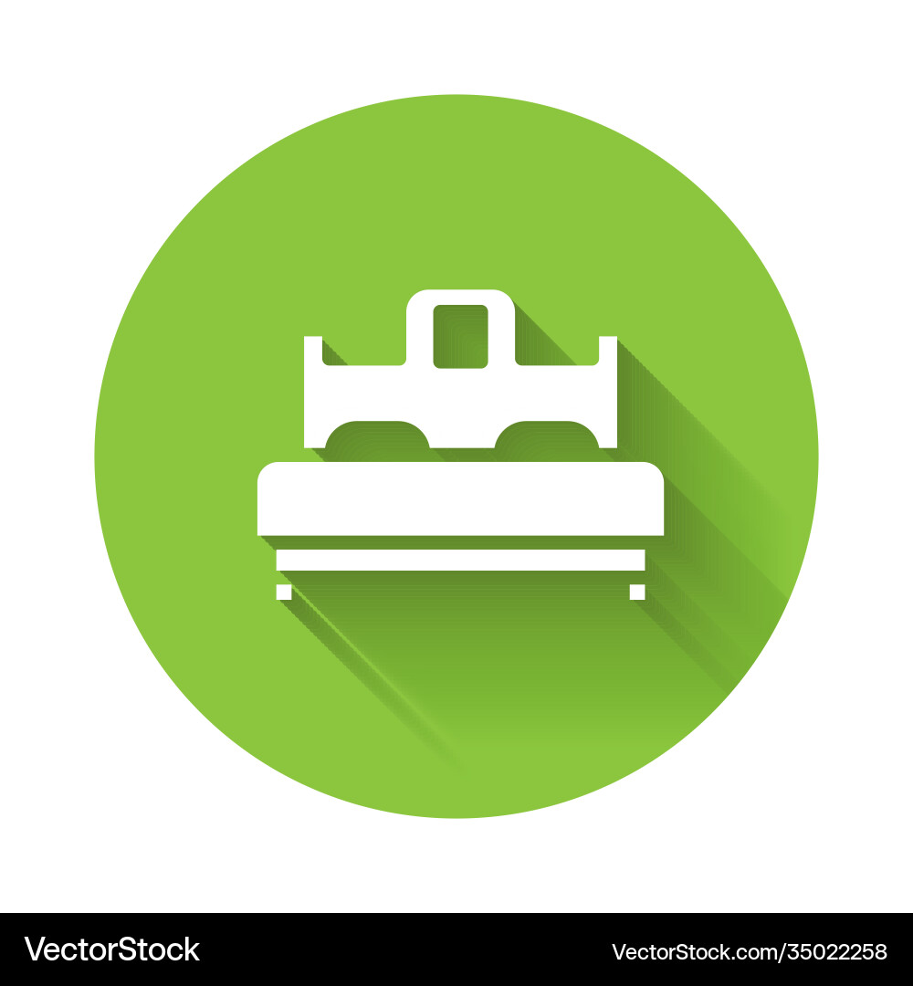 White bedroom icon isolated with long shadow Vector Image