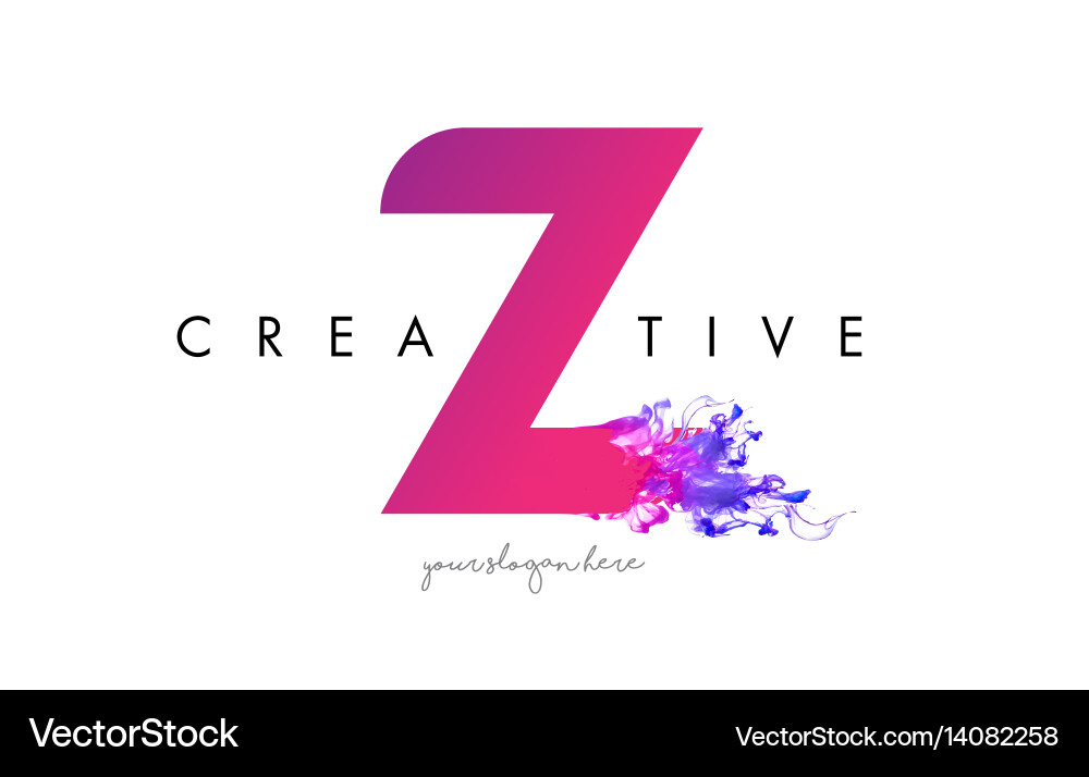 Z letter logo design with ink cloud flowing Vector Image