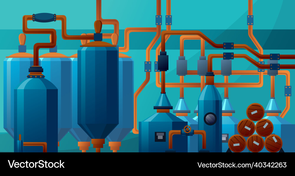 Beer factory production process of fermentation Vector Image