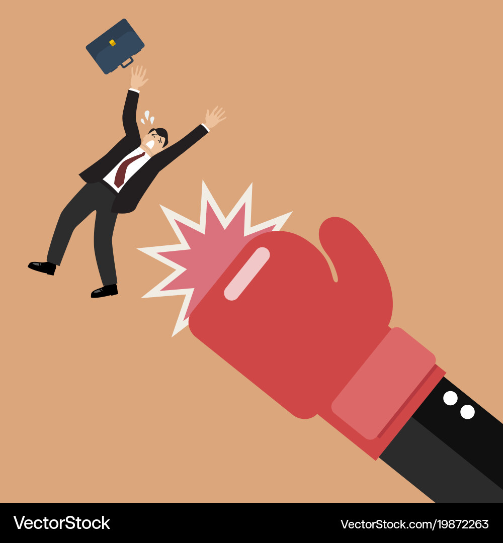 Businessman punched his boss big hand Royalty Free Vector