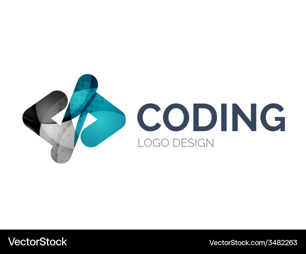 Code icon logo design made of color pieces Vector Image
