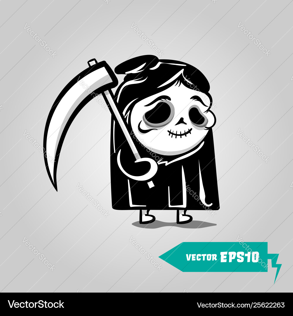 Cute death with a scyhelloween sticker Royalty Free Vector