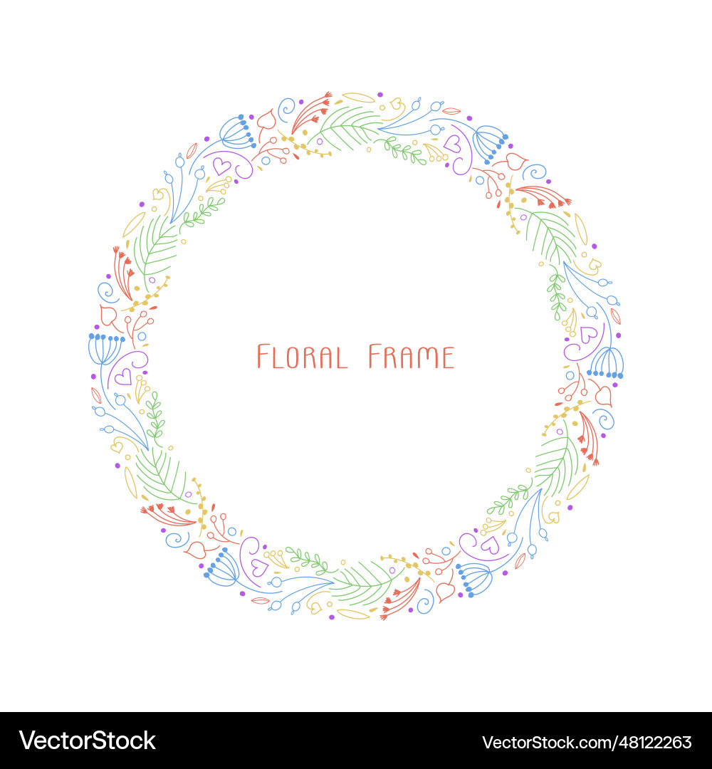 Cute frame of hand drawn botanical small Vector Image