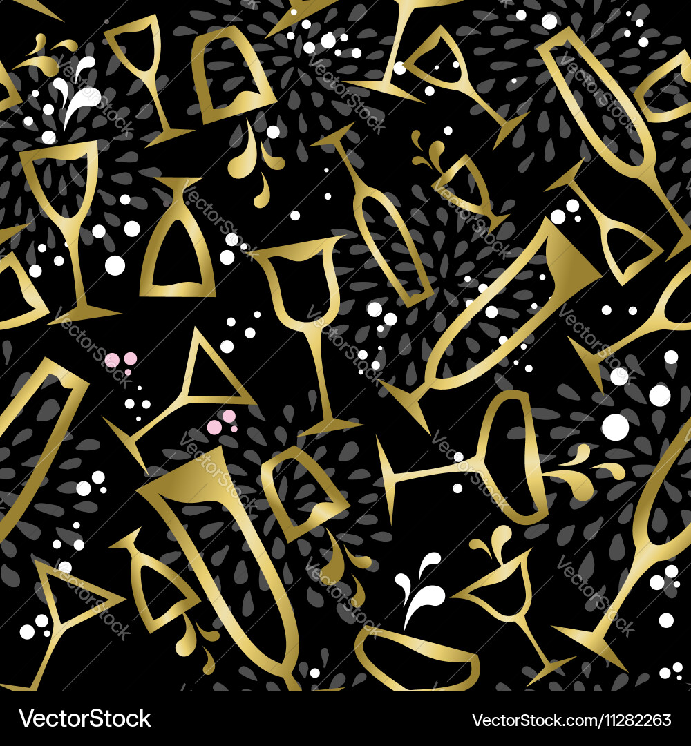 Gold cocktail glass drink seamless pattern design Vector Image