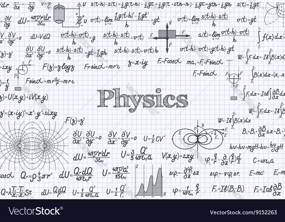 Physics pattern background in exercise book Vector Image