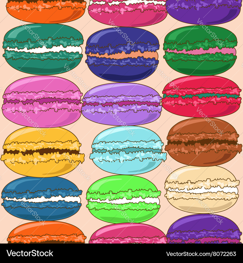 Seamless pattern of french macaroons Royalty Free Vector