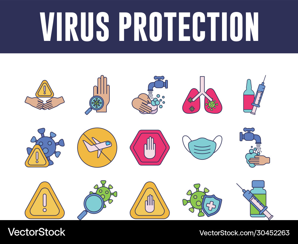 Set icons vaccination medical immunization Vector Image