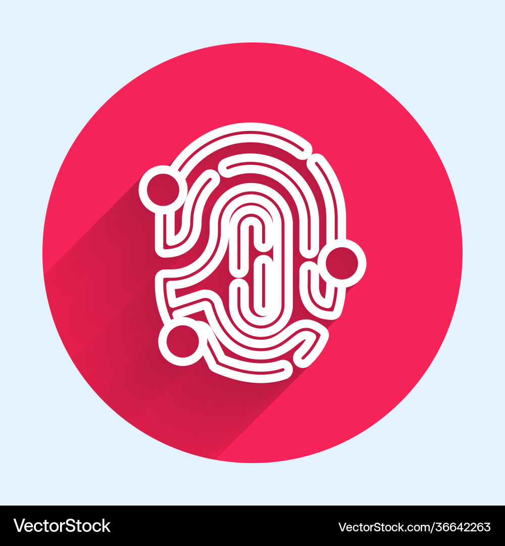 White line fingerprint icon isolated with long Vector Image
