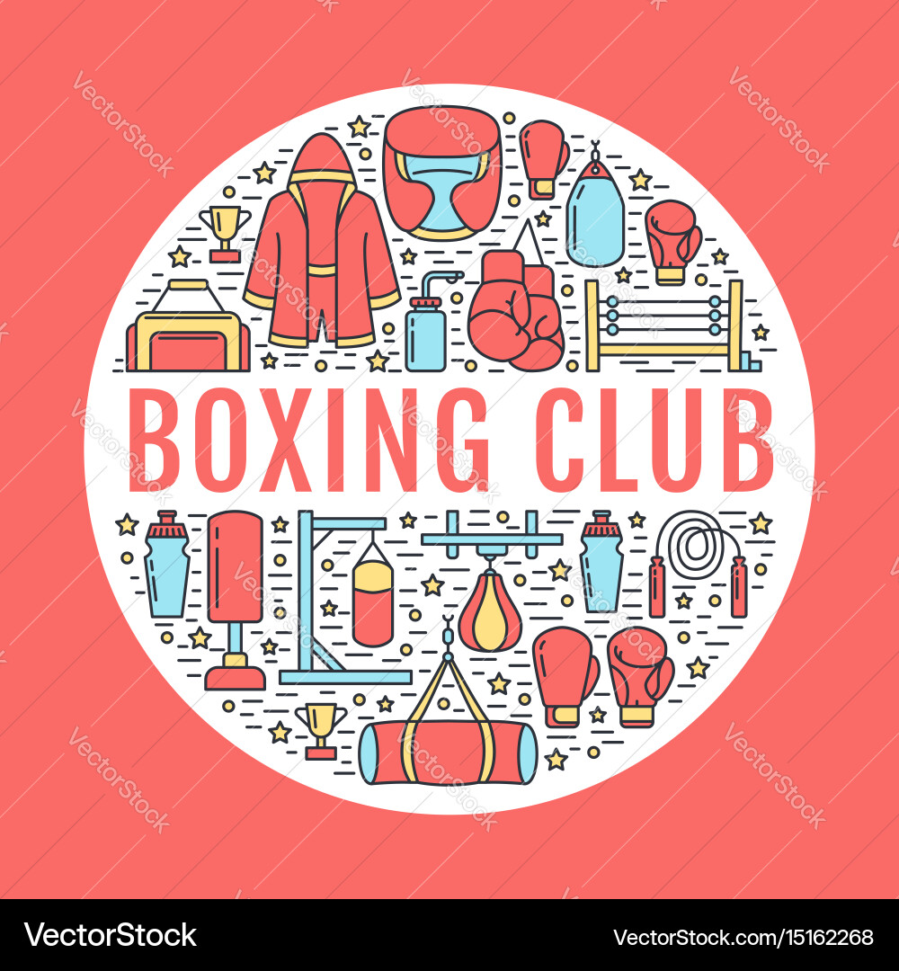 Boxing poster template sport training line Vector Image