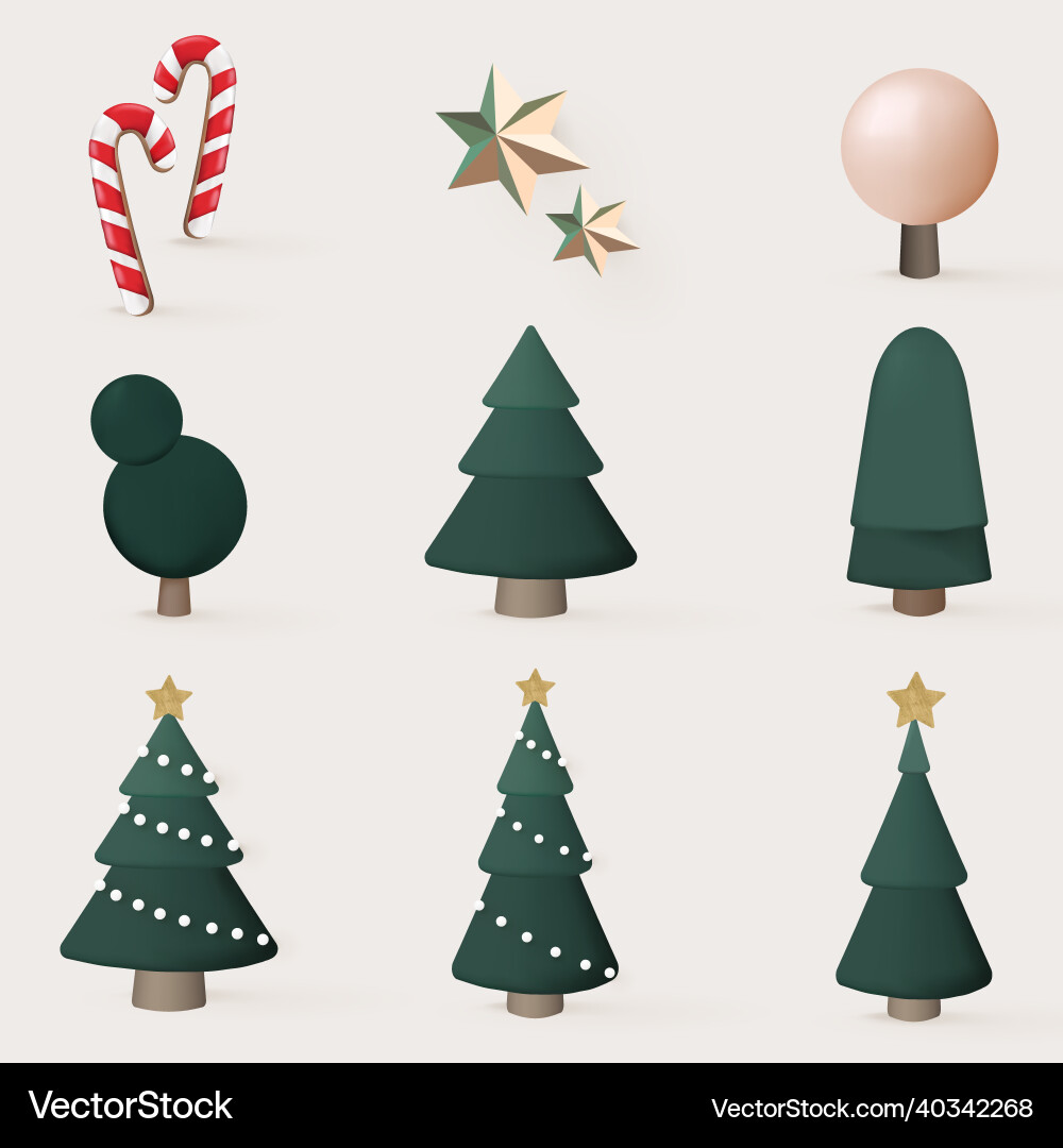 Christmas graphic element set festive 3d design Vector Image