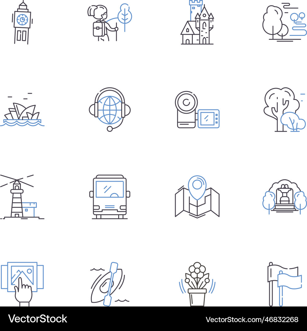 Continental wandering line icons collection Vector Image