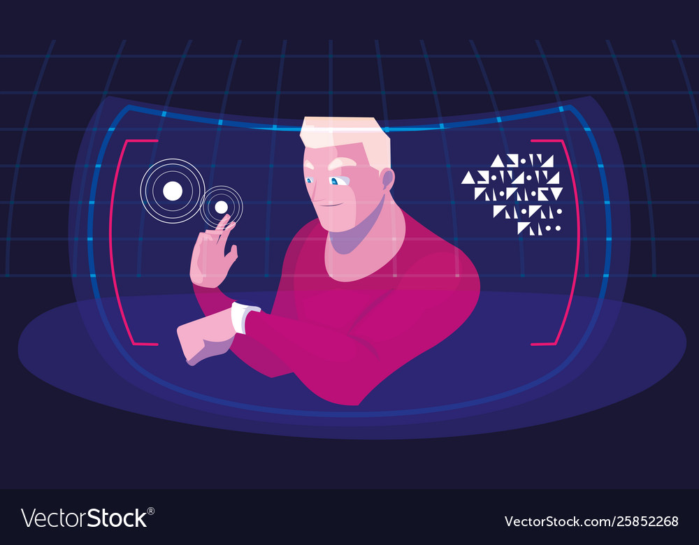 Design man using technology augmented Royalty Free Vector