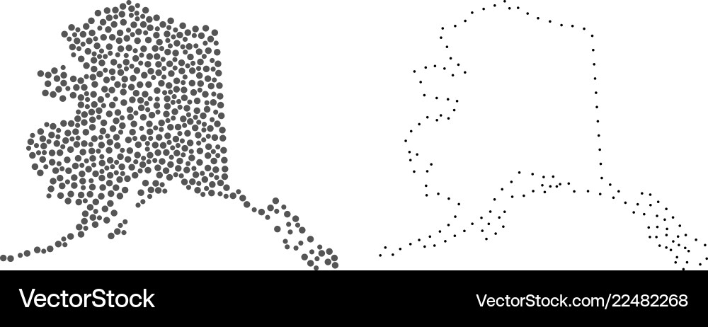 Dot contour map of alaska state Royalty Free Vector Image