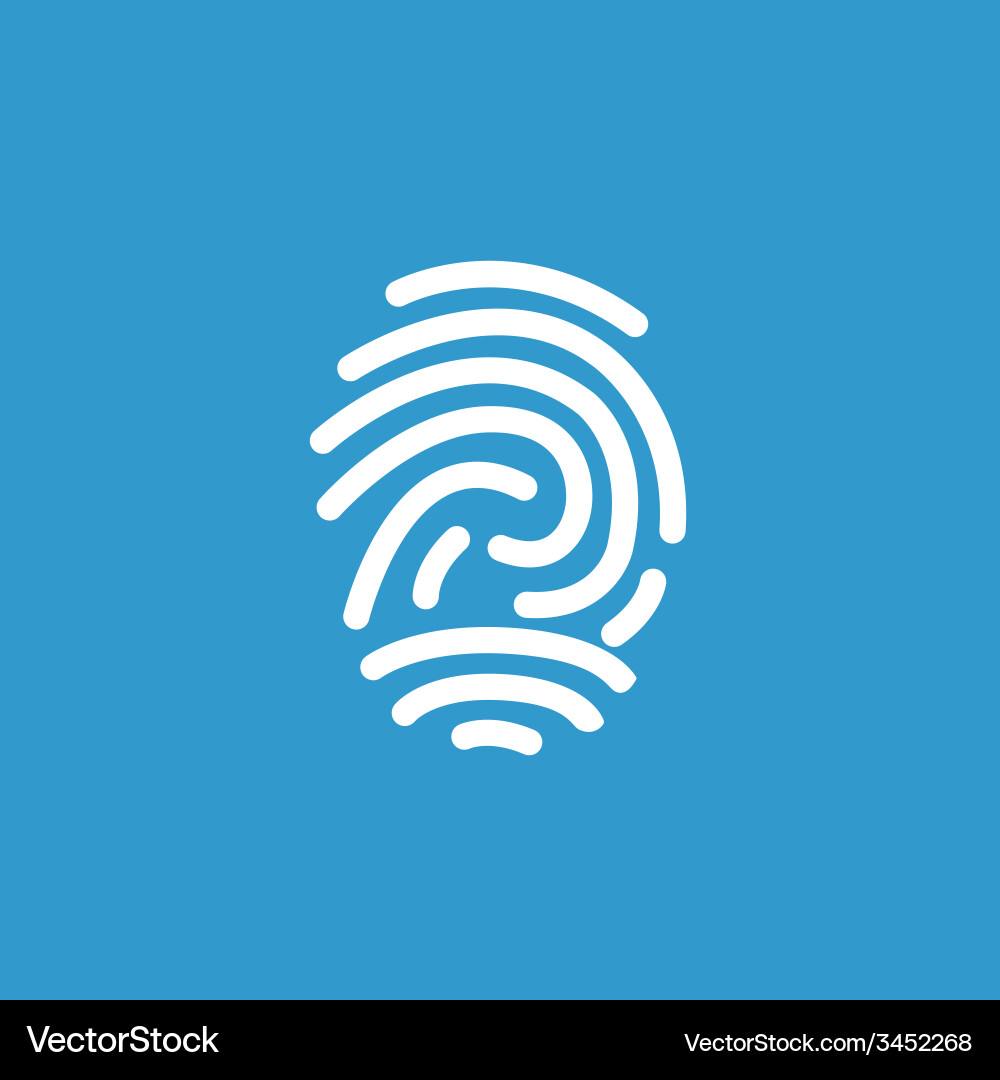 Fingerprint icon white on the blue background Vector Image