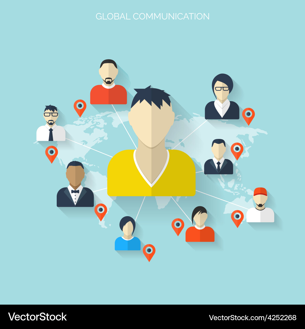 Flat social media and network concept business Vector Image