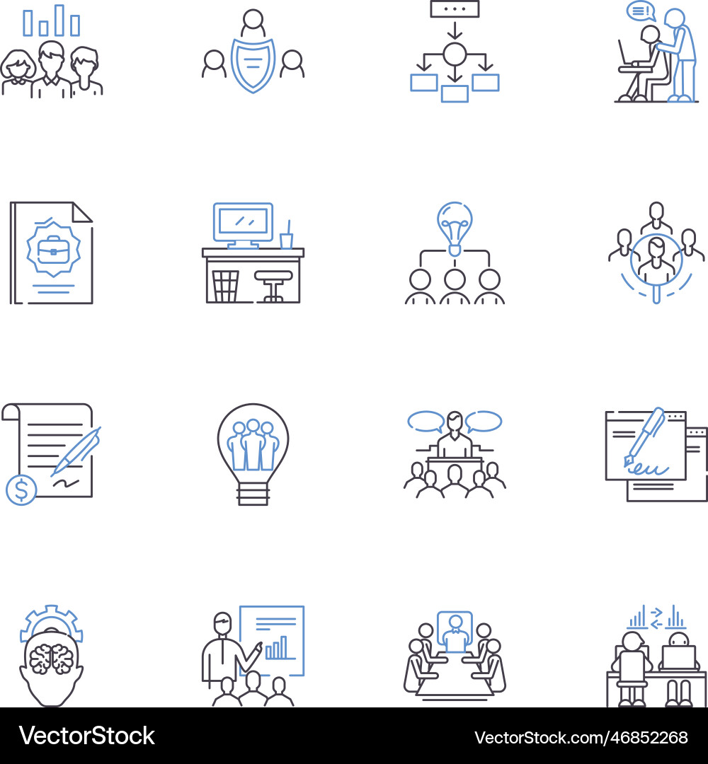 Human planning line icons collection strategy Vector Image