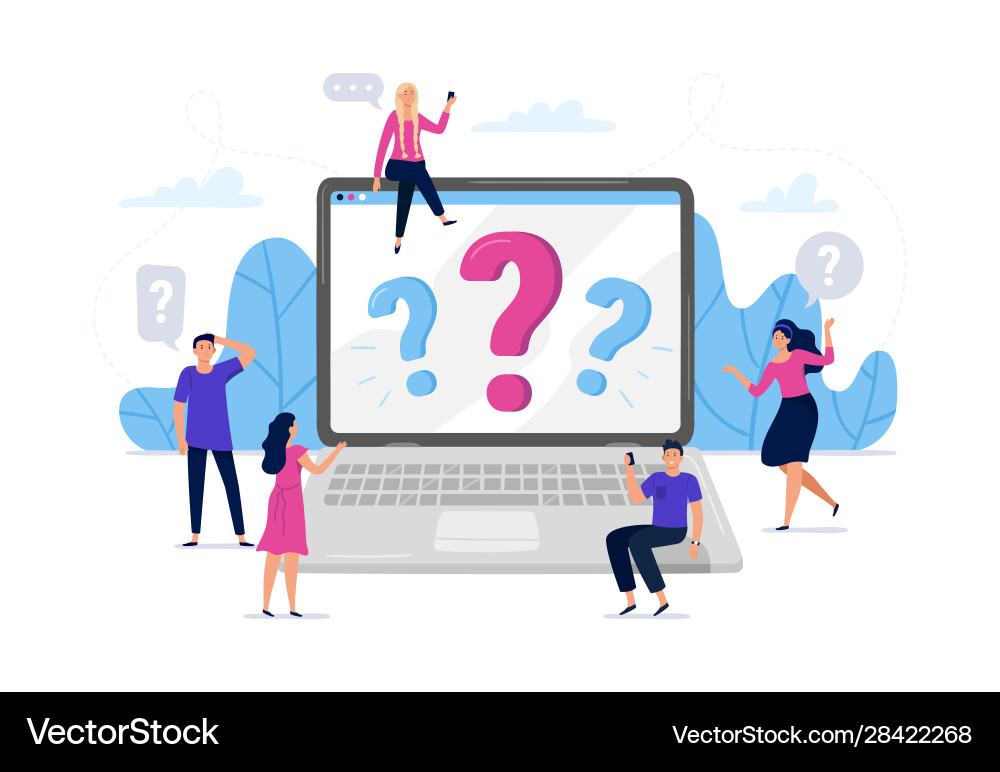 Online question answers search question sign on Vector Image