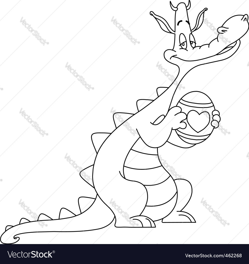 Outlined dragon with easter egg Royalty Free Vector Image