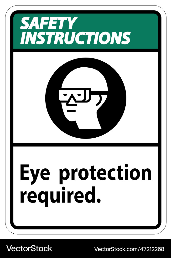 Safety instructions sign eye protection required Vector Image