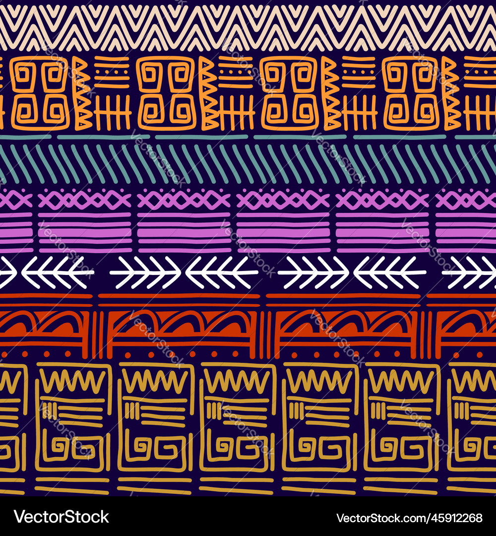 Seamless tribal texture set ethnic motifs group Vector Image