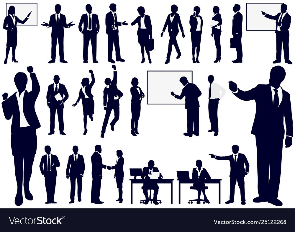 Set business people in action silhouettes Vector Image